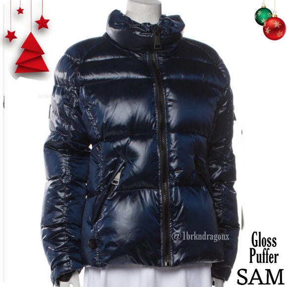 SAM. | Jackets & Coats | Nwt Down Puffer Coat Gloss Navy Puffer Jacket ...